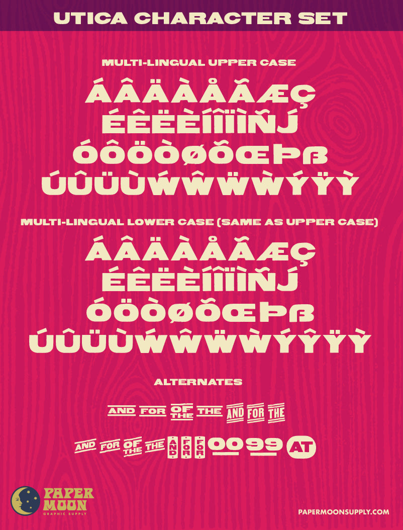 Utica Vintage Letterpress Font – Paper Moon Supply